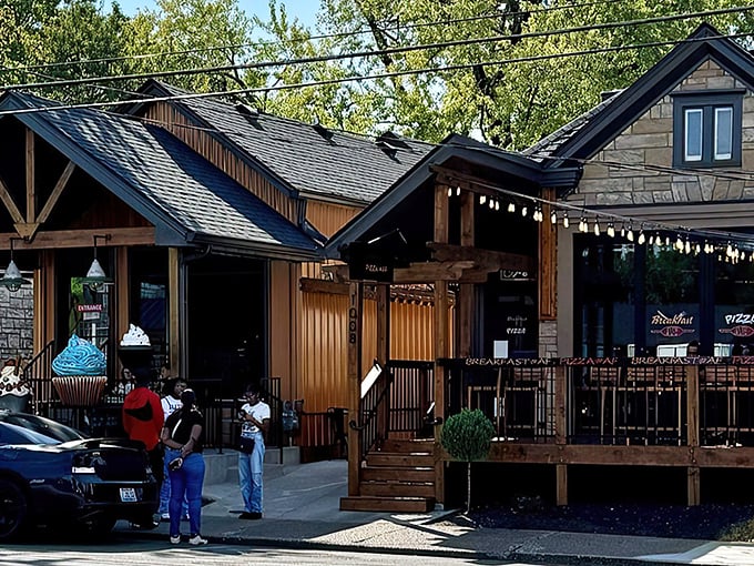 The stone facade and bold signage of Breakfast AF immediately announces this isn't your standard eggs-and-toast joint. Louisville's morning rebels have found their headquarters.
