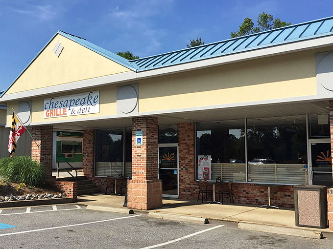 The unassuming exterior of Chesapeake Grille & Deli hides culinary treasures within, like a delicious speakeasy for burger enthusiasts.