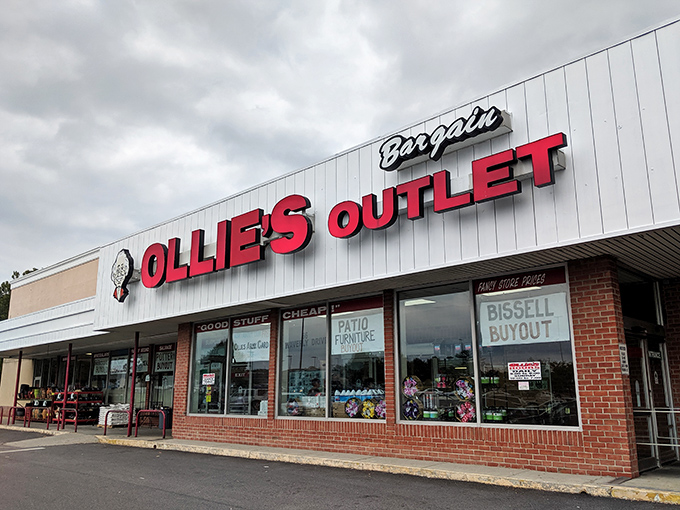 The iconic red Ollie's sign beckons like a lighthouse for bargain hunters. "Good Stuff Cheap" isn't just a slogan&mdash;it's a solemn promise.