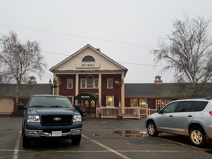 A New England time portal disguised as a charming red building with white trim. Cape Cod's architectural equivalent of "come on in, we've got stories to tell."