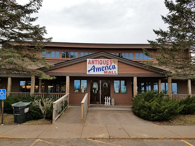 The unassuming exterior of Antiques America belies the wonderland of vintage treasures waiting inside. Like a time machine disguised as a country store.