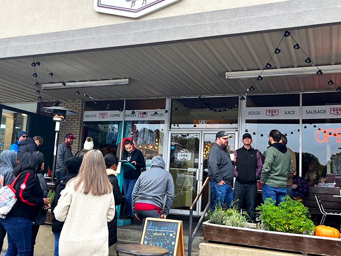 The wait outside BBB isn't just a line&mdash;it's a community of breakfast believers united in the holy pursuit of perfect pancakes and bacon benediction.