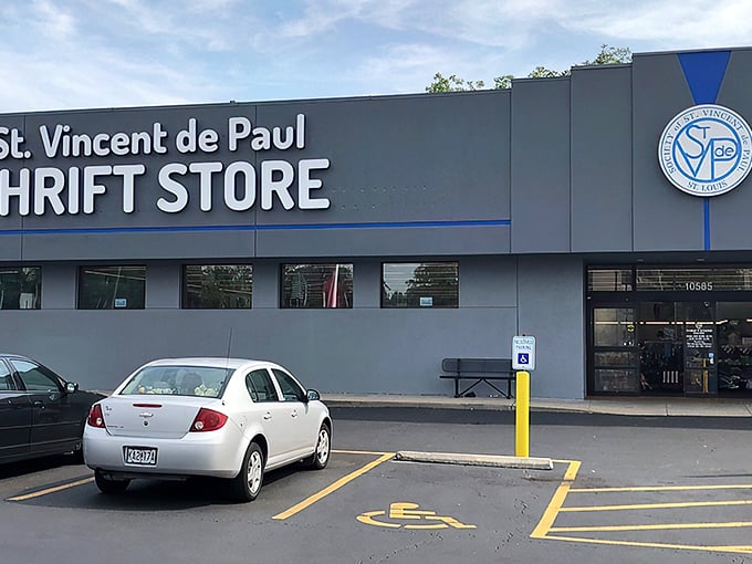 The unassuming exterior of St. Vincent de Paul Thrift Store in St. Ann hides a treasure trove within&mdash;like finding a speakeasy, but for vintage bargains. 