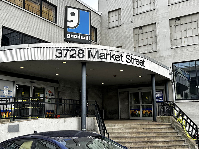 The unassuming white fa&ccedil;ade of MERS Goodwill Outlet on Market Street &ndash; like finding out Clark Kent is actually Superman when you step inside. 