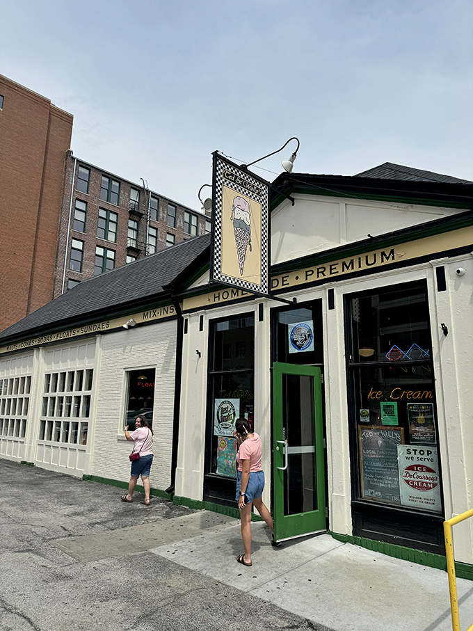 The white brick fortress with green trim isn't hiding nuclear codes&mdash;just Omaha's most addictive frozen treasures behind that unassuming vintage facade.