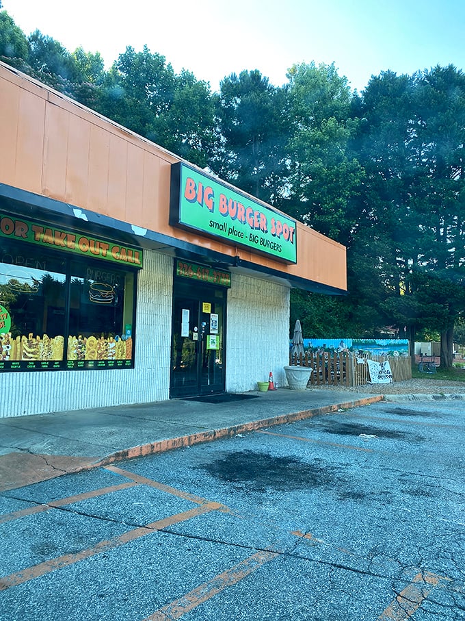 The bright orange exterior isn't subtle, but neither are the burgers inside. Like a beacon for the burger-obsessed, Big Burger Spot keeps its promise right on the sign.