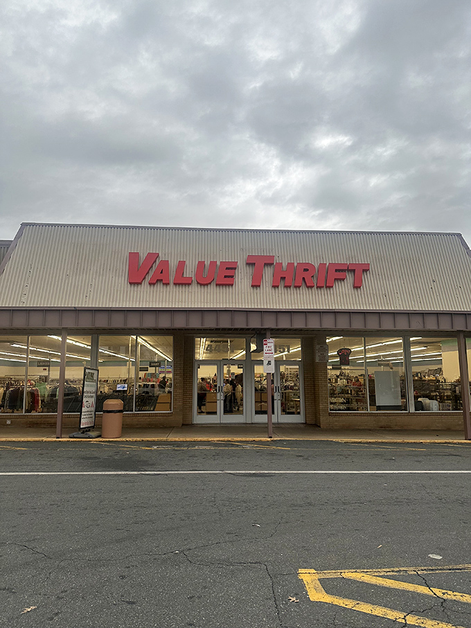 The unassuming exterior of Value Village belies the treasure trove inside. Like a yellow-bricked Narnia for bargain hunters.