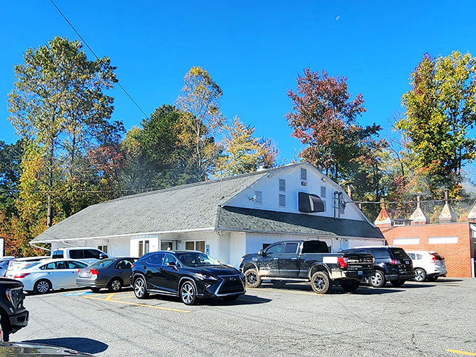 The unassuming exterior of barbecue paradise. Like finding a diamond mine in a garden shed, this humble building houses smoky treasures.