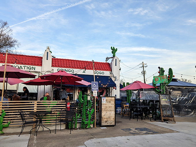 The terra cotta roof and bright blue accents welcome you like an old friend. Gringo A Go Go's patio beckons with the promise of good times and better tacos. 