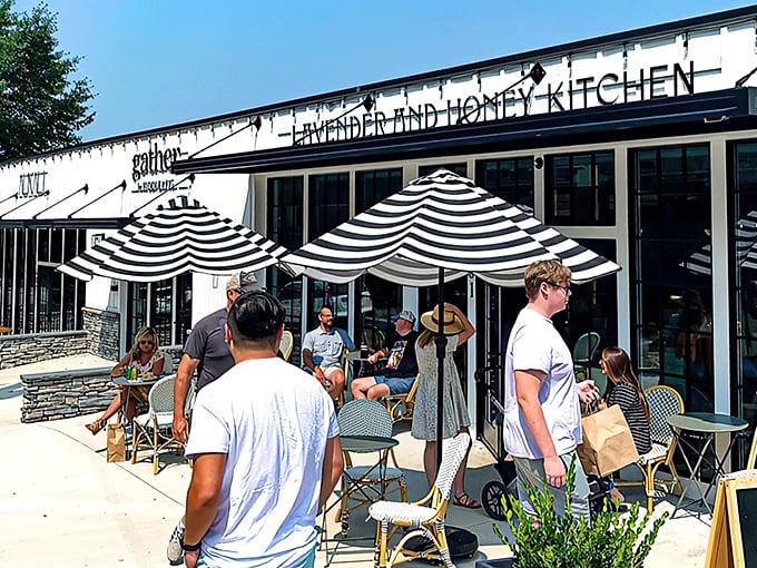 Simple elegance never goes out of style. The crisp white exterior of Louie and Honey's Kitchen invites you in with promises of buttery delights and Winston-Salem warmth. 