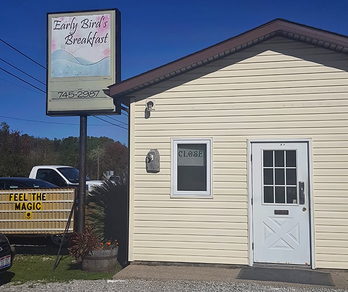 The unassuming exterior of Early Bird's promises nothing fancy&mdash;just "FEEL THE MAGIC" of honest-to-goodness breakfast that's worth the drive from anywhere in Ohio.