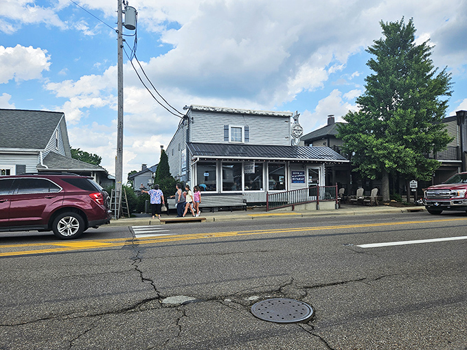 The unassuming white exterior of Boyd & Wurthmann belies the culinary treasures within. Horse-drawn buggies outside are the only hint you've stumbled upon an Ohio dining institution.