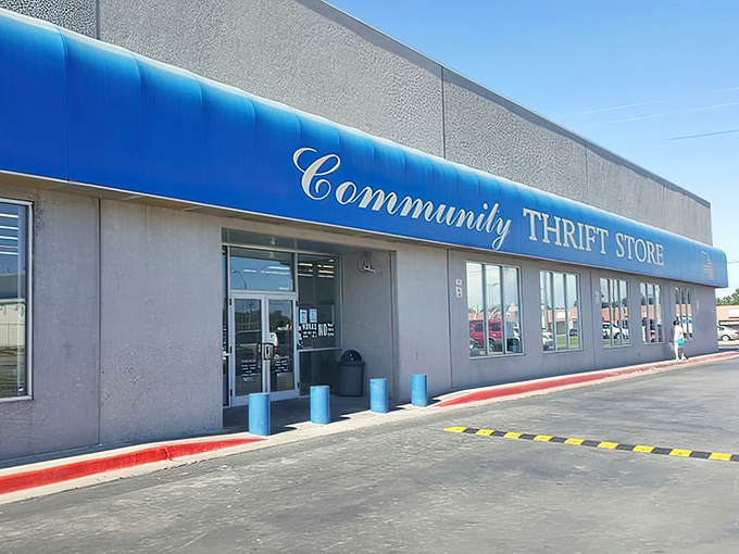 The unassuming blue awning of Community Thrift Store beckons like a portal to treasure-hunting paradise. Oklahoma's bargain hunters know what awaits inside.
