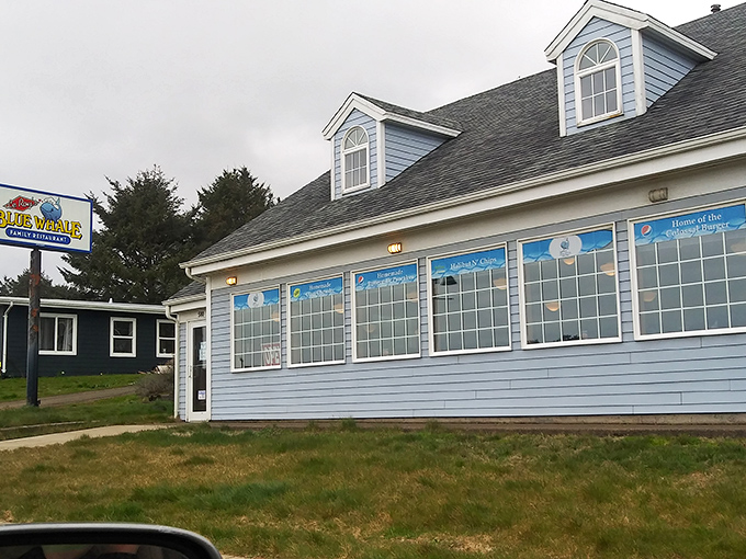 The unassuming white exterior of LeRoy's Blue Whale beckons like a lighthouse for hungry travelers along Oregon's coastal highway.