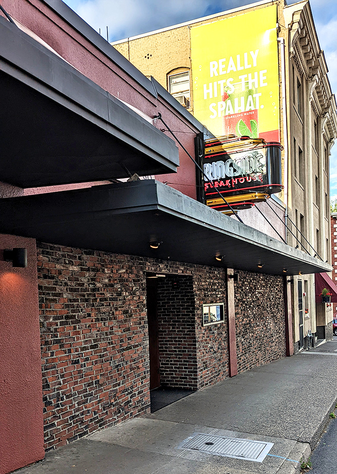 The iconic brick exterior and glowing neon sign of Ringside Steakhouse beckon hungry Portlanders like a meat-loving lighthouse on a foggy night. 