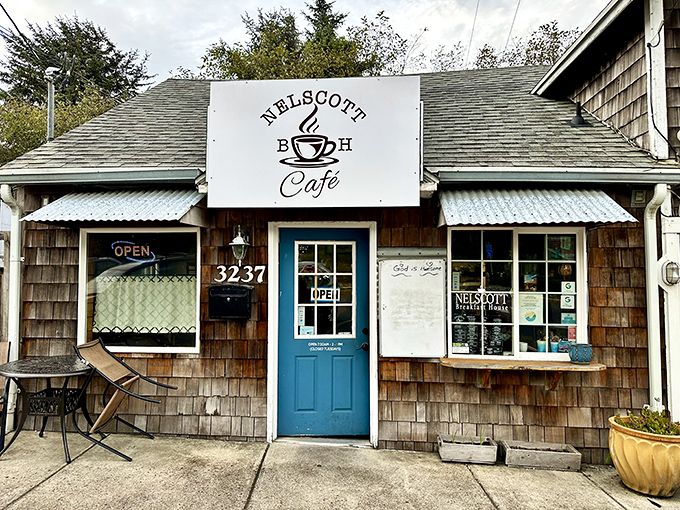 Quaint charm meets culinary magic! This cozy shingle-clad caf&eacute; looks like it was plucked straight from a Norman Rockwell painting, promising comfort food with a side of nostalgia.