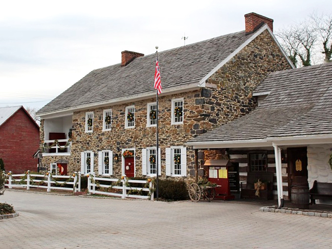 The historic stone facade of Dobbin House Tavern stands proudly against the Pennsylvania sky, a colonial time capsule waiting to welcome hungry history buffs.