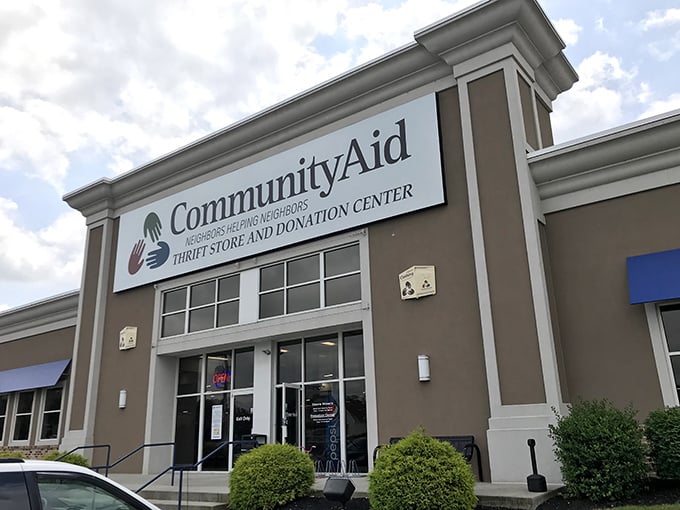 Welcome to the mothership of secondhand treasures! CommunityAid's exterior promises a universe of bargains waiting to be discovered inside.