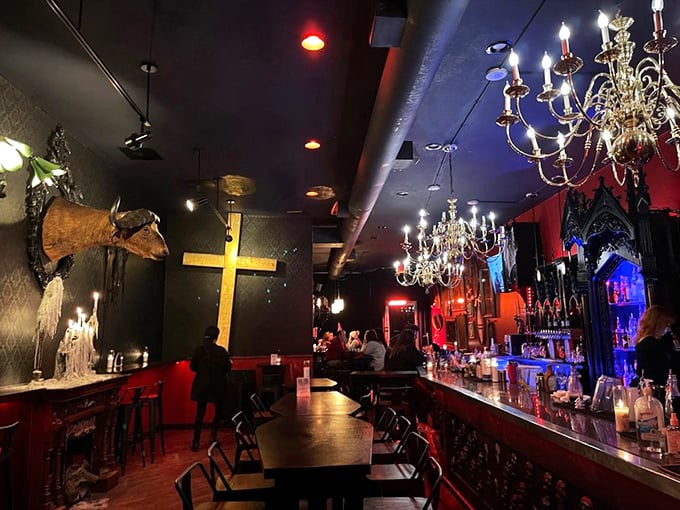 Where Edgar Allan Poe meets modern mixology &ndash; a wall of skulls that somehow makes you feel more alive than terrified.