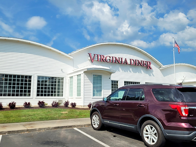 The unmistakable white exterior of Virginia Diner stands proudly along Route 460, a beacon of Southern comfort since 1929. 