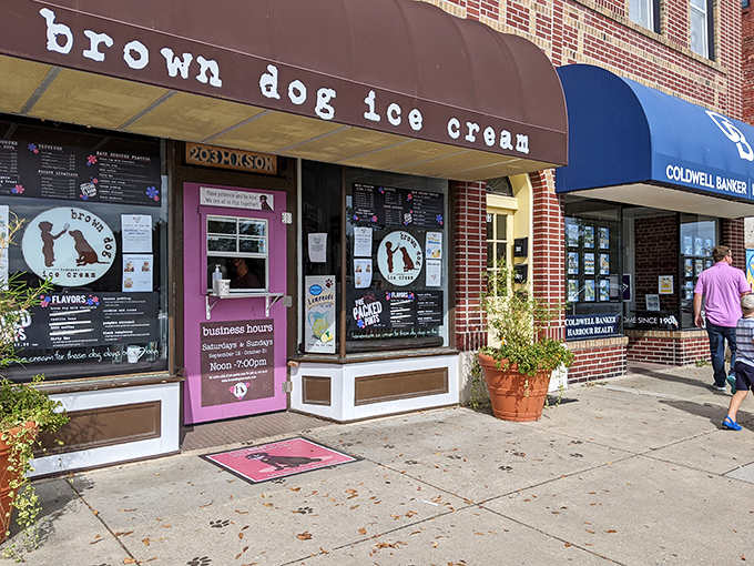 The iconic brown awning beckons like a dessert lighthouse, guiding hungry travelers to Cape Charles' sweetest destination.