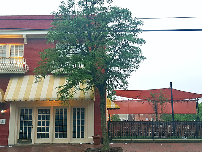 The cheerful red brick and bright yellow awning of City Dogs beckons hungry passersby like a lighthouse for the gastronomically adrift.