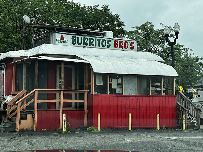 The little red shack that could. Burritos Bros' humble exterior houses flavor explosions that put fancy restaurants to shame.
