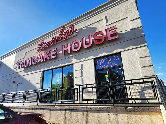 That iconic pink neon sign isn't just advertising – it's a 24-hour beacon calling to hungry souls across Oklahoma City.