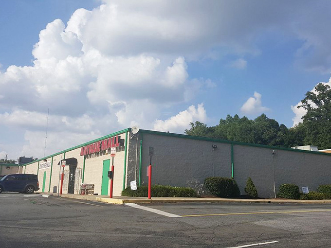 The unassuming exterior of Lost In Time Antique Mall belies the wonderland within. Like a time-travel portal disguised as a strip mall storefront.