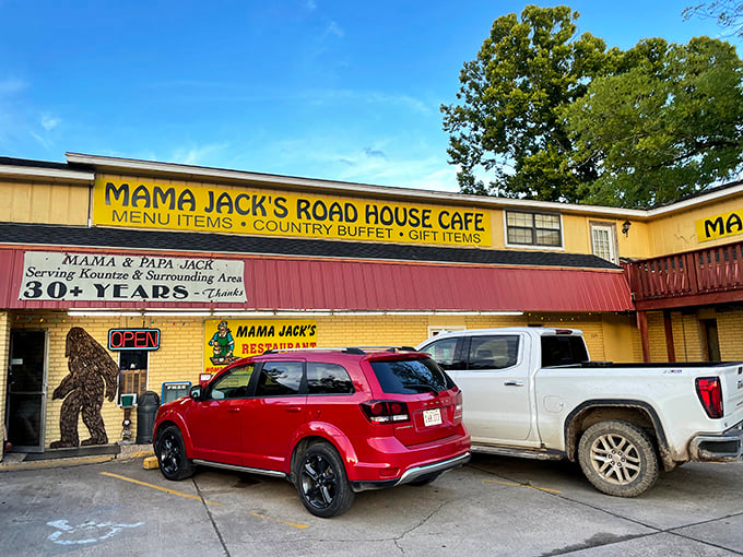 The pink metal roof and bold yellow signage of Mama Jack's &ndash; Texas' culinary equivalent of finding a $20 bill in your winter coat pocket.