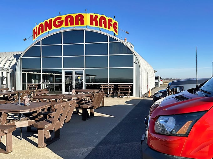 The hangar isn't just for show&mdash;this authentic aviation-themed restaurant actually sits alongside a working airstrip in Miller, Missouri.