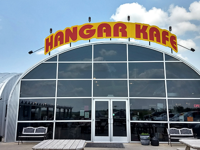The hangar isn't just for show&mdash;this authentic aviation-themed restaurant actually sits alongside a working airstrip in Miller, Missouri.