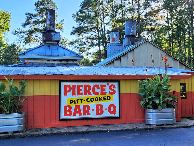 The sunshine-yellow exterior of Pierce's isn't subtle, but neither is their barbecue. It's like a barbecue lighthouse beckoning hungry travelers off I-64.
