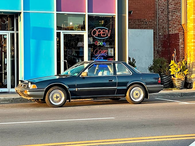 Dreamcatcher heaven! The ceiling at Craig's looks like what happens when a cosmic spider decides to redecorate with neon and good vibes.