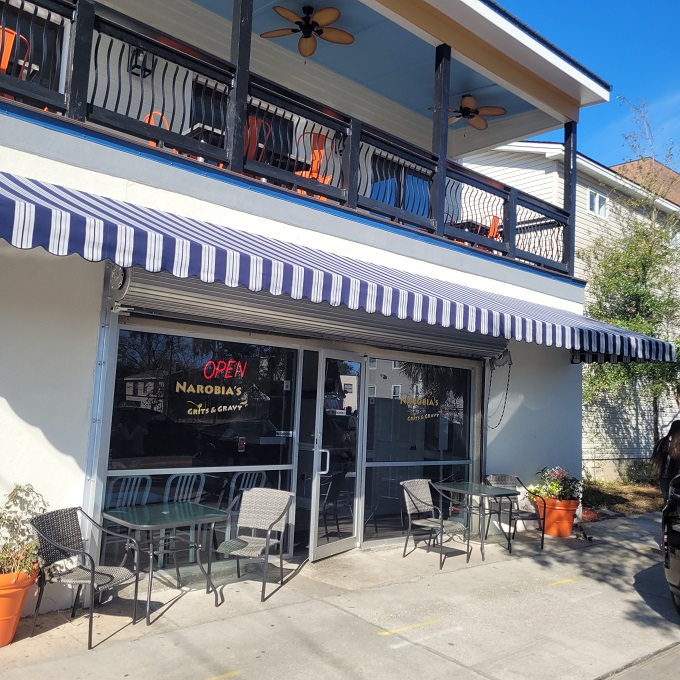 A Southern charmer in white, Narobia's stands proud with its striped awning. It's like the restaurant equivalent of a warm hug from your favorite aunt.