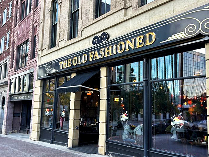 The golden lettering of The Old Fashioned beckons from Capitol Square like Wisconsin's version of the pearly gates.