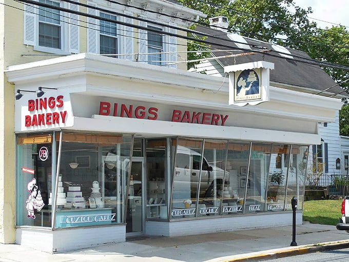 The iconic storefront of Bing's Bakery stands as a sweet landmark in Newark, its vintage sign promising delicious traditions since 1946.