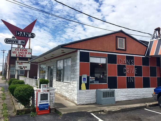 The red and white checkered exterior of Tio's Diner stands as a time capsule of Americana, beckoning hungry travelers with nostalgic charm.