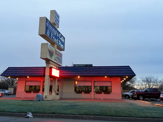 The unassuming exterior of Jimmy's Round-Up Cafe might not scream "culinary destination," but locals know better. This modest building houses Oklahoma comfort food royalty.