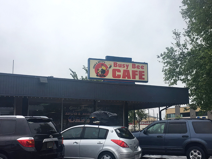 The iconic Busy Bee Caf&eacute; sign stands proud against Oregon's sky, promising comfort food that's worth pulling over for.