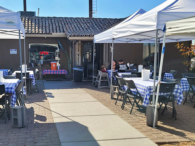 The unassuming exterior of The Fry Bread House belies the culinary treasures within. Blue skies and outdoor seating welcome hungry pilgrims to this James Beard Award winner.