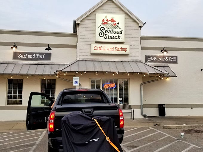 The unassuming exterior of Seafood Shack in Marion belies the coastal treasures within. Sometimes the best seafood comes from places without an ocean view.