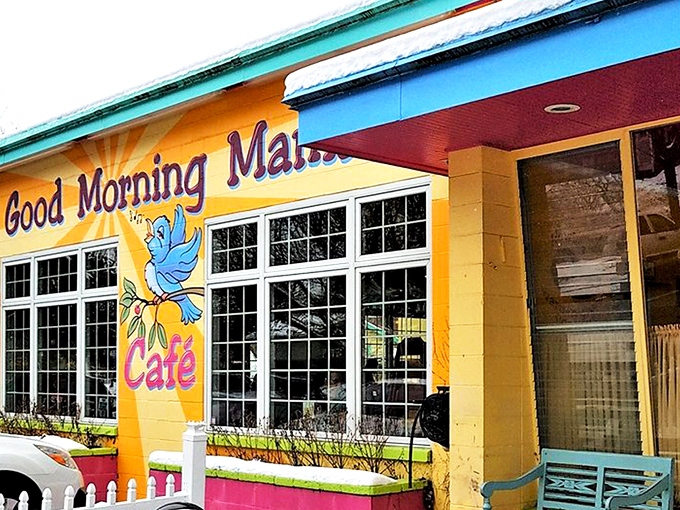 The sunshine-yellow exterior isn't just a building&mdash;it's a mood-altering device that promises happiness served on a plate.