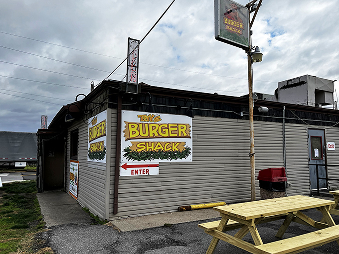 Simplicity at its finest! Tay's unassuming exterior might be easy to miss, but the red door beckons like a culinary lighthouse to burger pilgrims. 