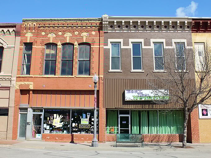 Colorful brick storefronts line Atchison's downtown, where your retirement dollars stretch further than your grandmother's secret cookie recipe.