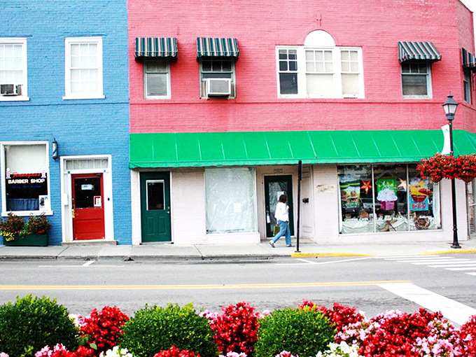 Downtown Lewisburg's historic buildings stand like colorful sentinels of another era, where modern commerce meets 18th-century architecture in perfect harmony.