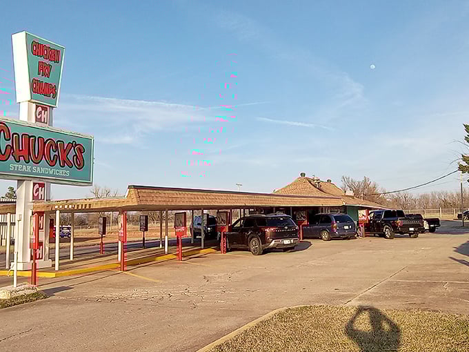 The turquoise exterior of Chuck's isn't just eye-catching&mdash;it's a beacon of hope for the hungry souls of Midwest City.