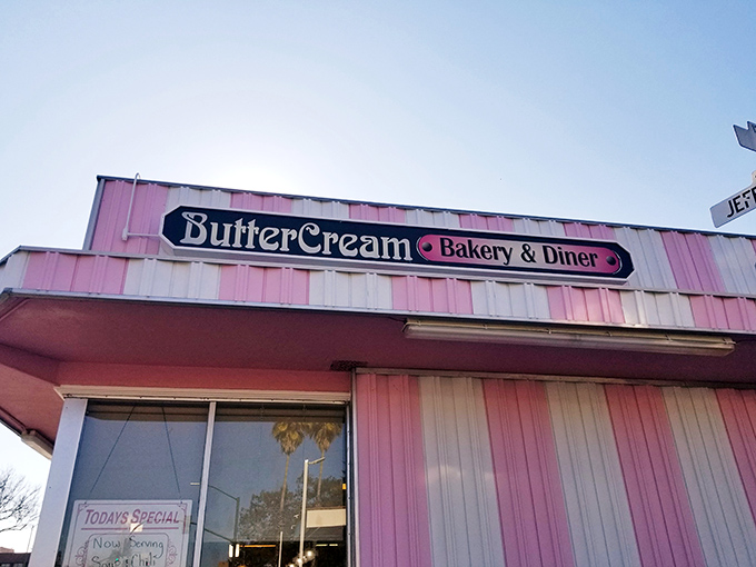 The pink-and-white striped exterior of Butter Cream Bakery & Diner stands out like a dessert mirage in Napa. It's not just a building&mdash;it's a promise of deliciousness to come.