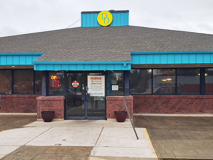 A blue beacon of breakfast bliss! Delano's Diner stands ready to satisfy your morning cravings, like a lighthouse guiding hungry sailors to shore.
