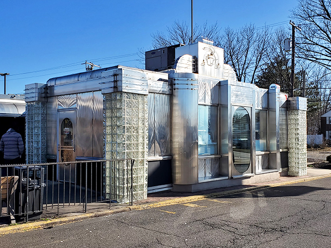 The gleaming Art Deco exterior of The Dining Car stands like a time capsule on Frankford Avenue, beckoning hungry Philadelphians with its silver siren song. P